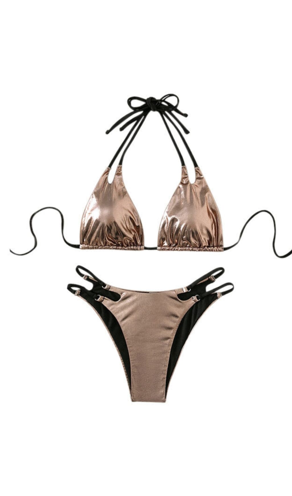 Lace Up Halter Bikini In Gold Aesvs