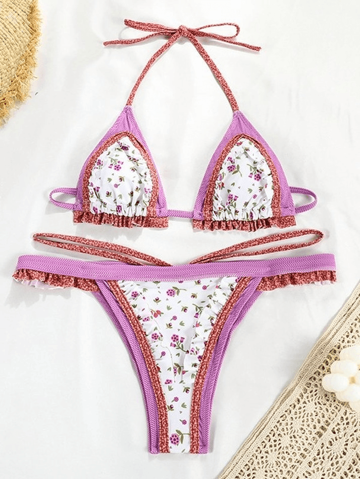 Patchwork Baroque Print Halter Bikini Set – Aesvs