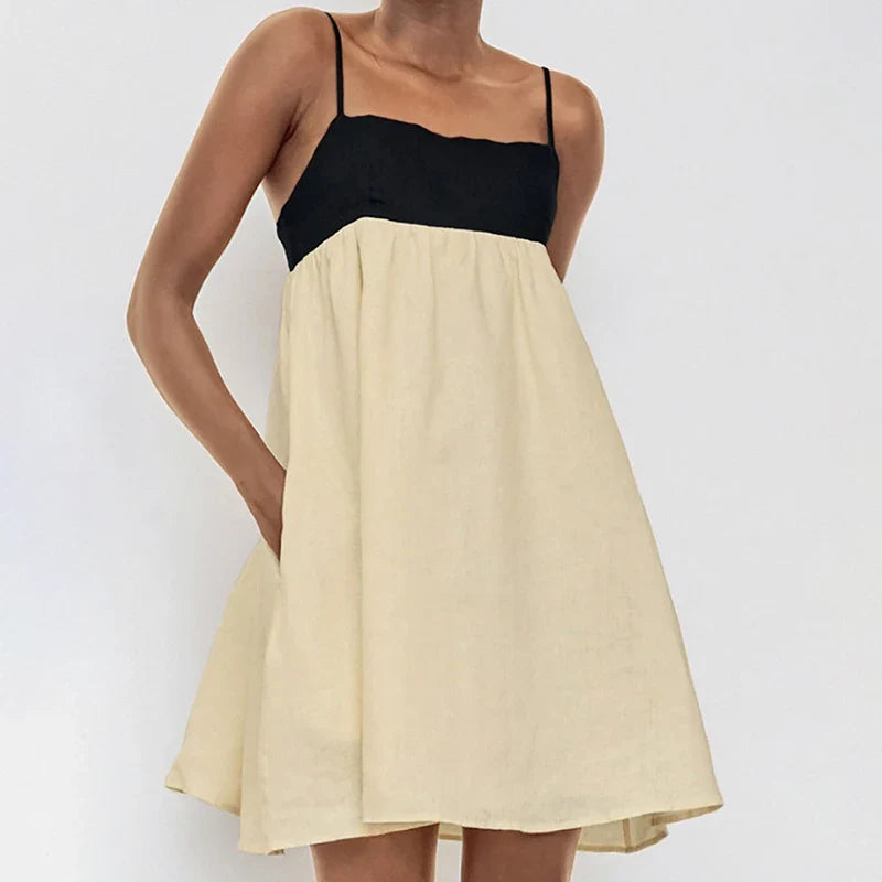 Contrast Strap Straight Mini Dress – Aesvs