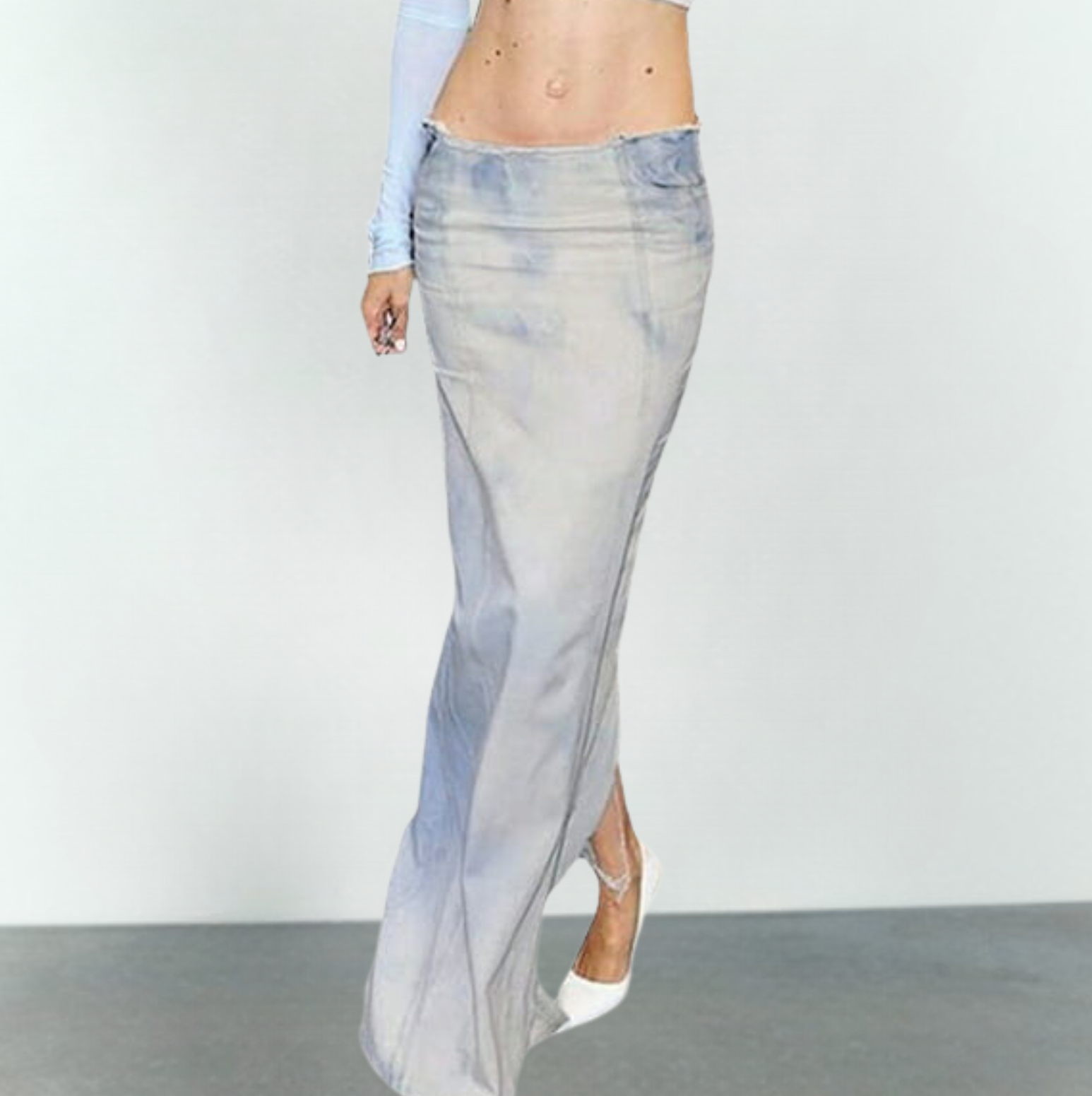 Low Waist Back Slit Maxi Denim Skirt – Aesvs