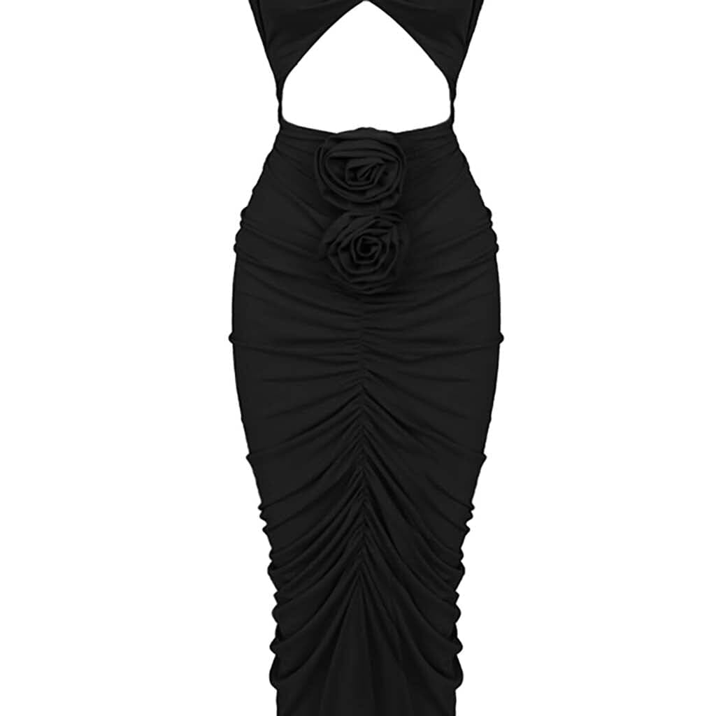 HALTER CUT OUT MAXI DRESS IN BLACK – Aesvs