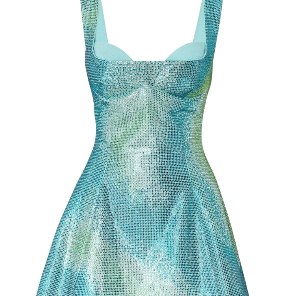 SEQUIN STRAPPY BACKLESS MINI DRESS IN GREEN – Aesvs
