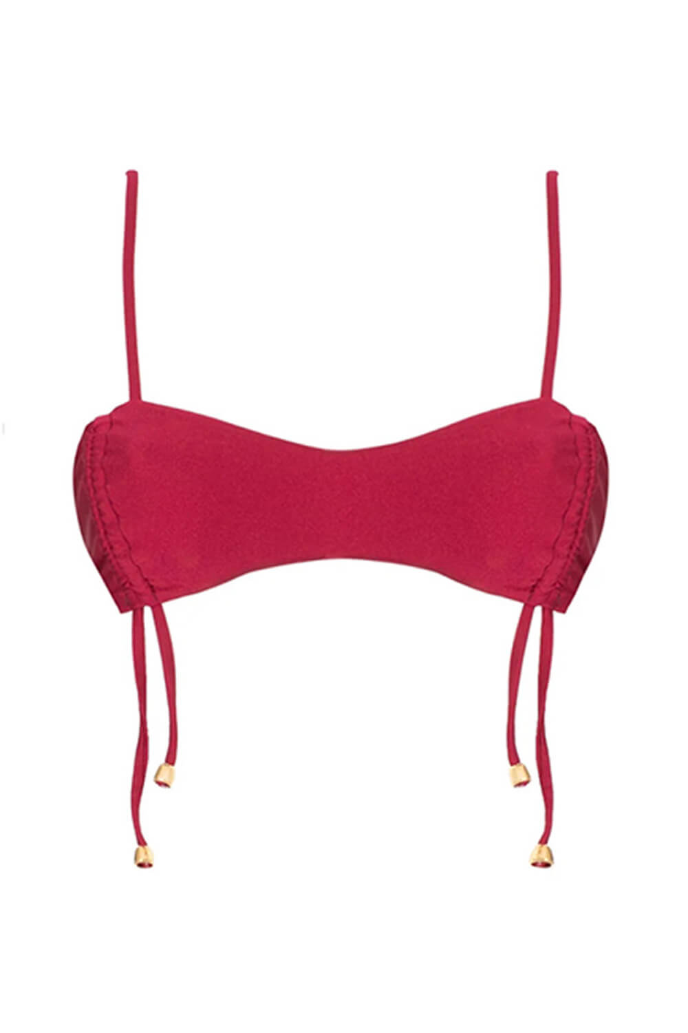 Drawstring Bralette Lace Up Tie Side Bikini Set - Red – Aesvs