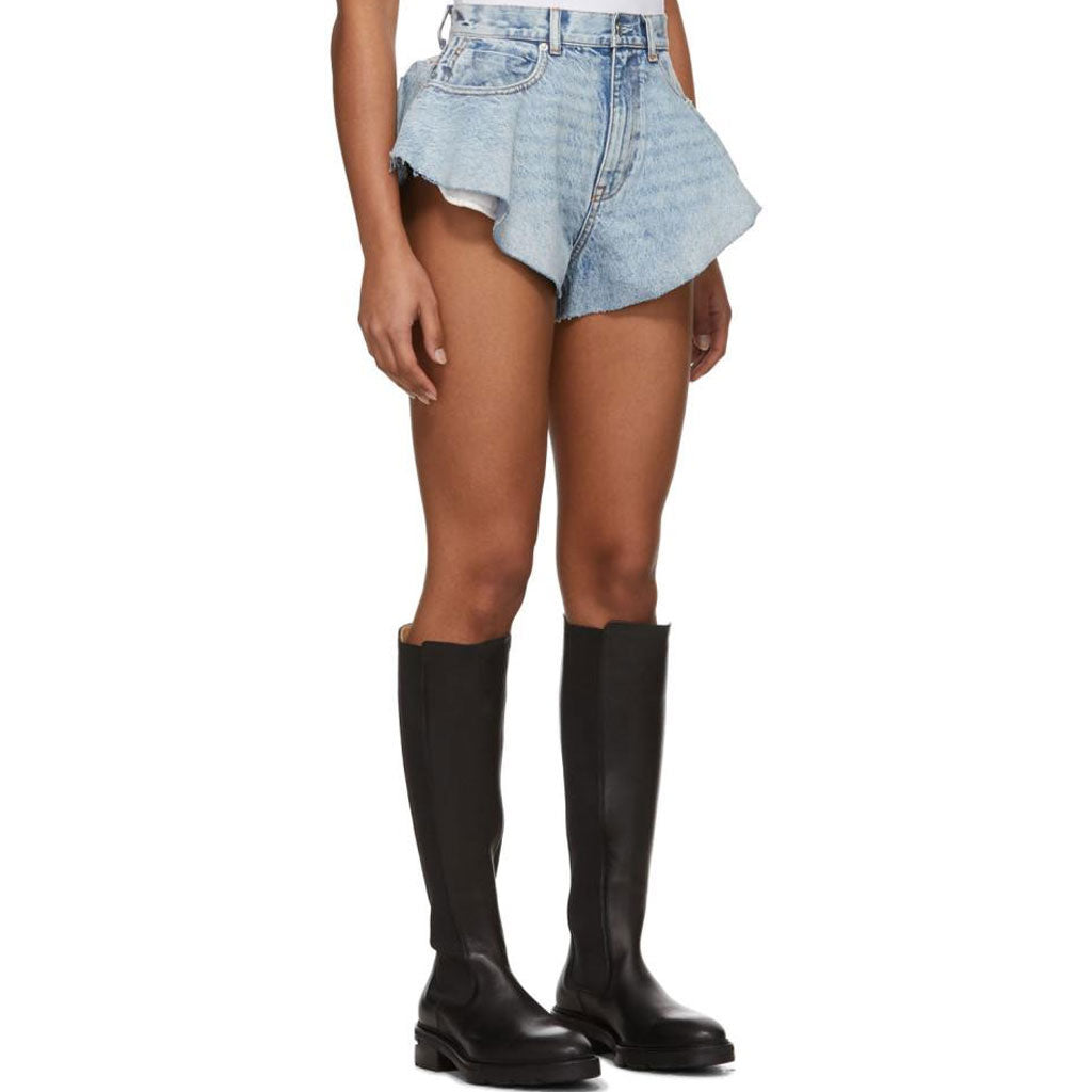 Flare Hem High Waist Wide-Leg Mini Denim Shorts - Light Blue – Aesvs